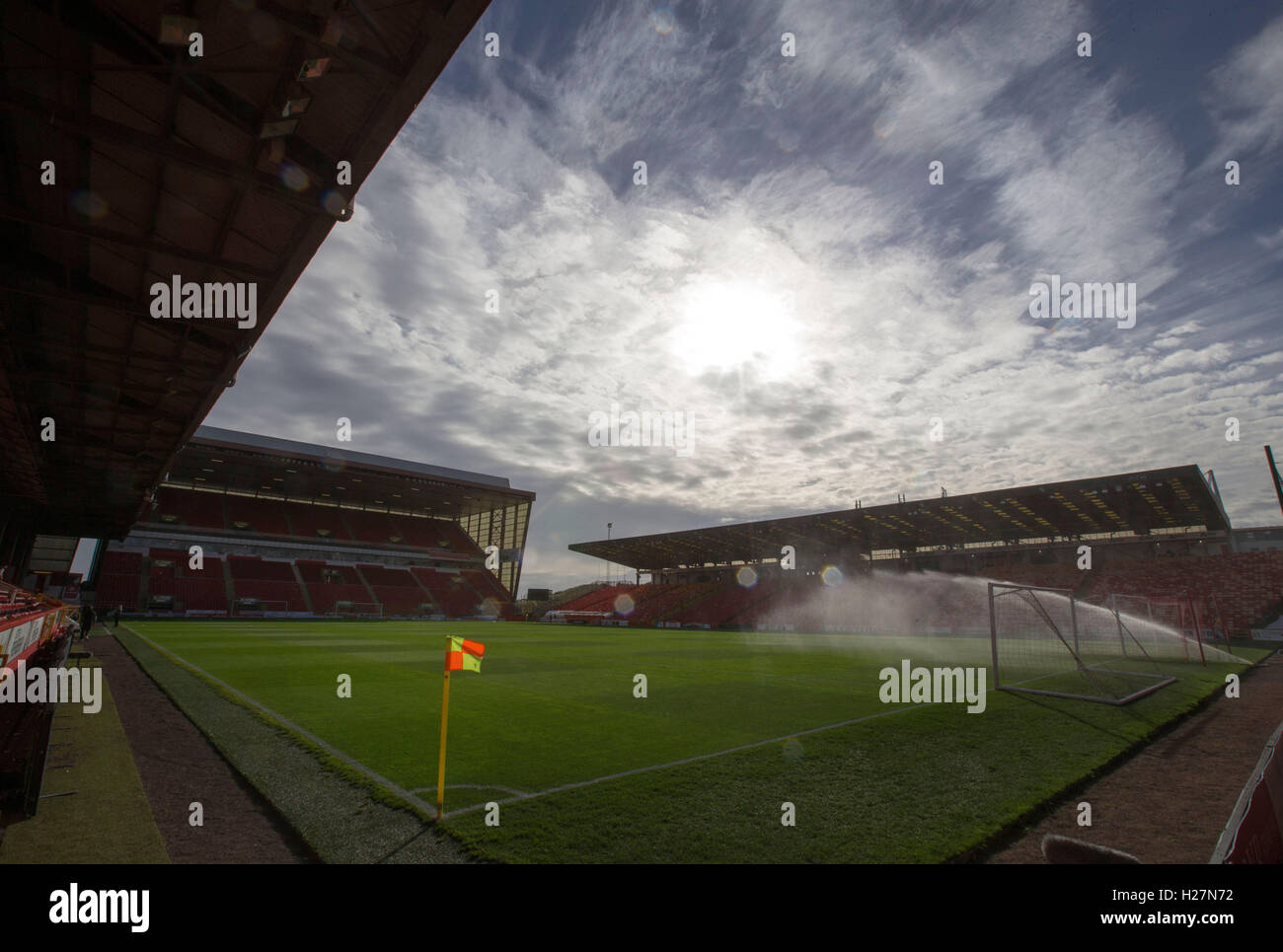 A general view of Pittodrie Stadium before the Ladbrokes Scottish ...