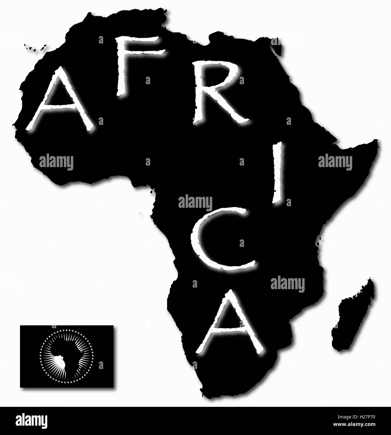 Black And White Political Map Of Africa