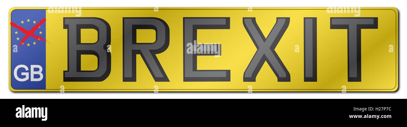 A GB Brexit rear license plate isolated on a white background Stock ...