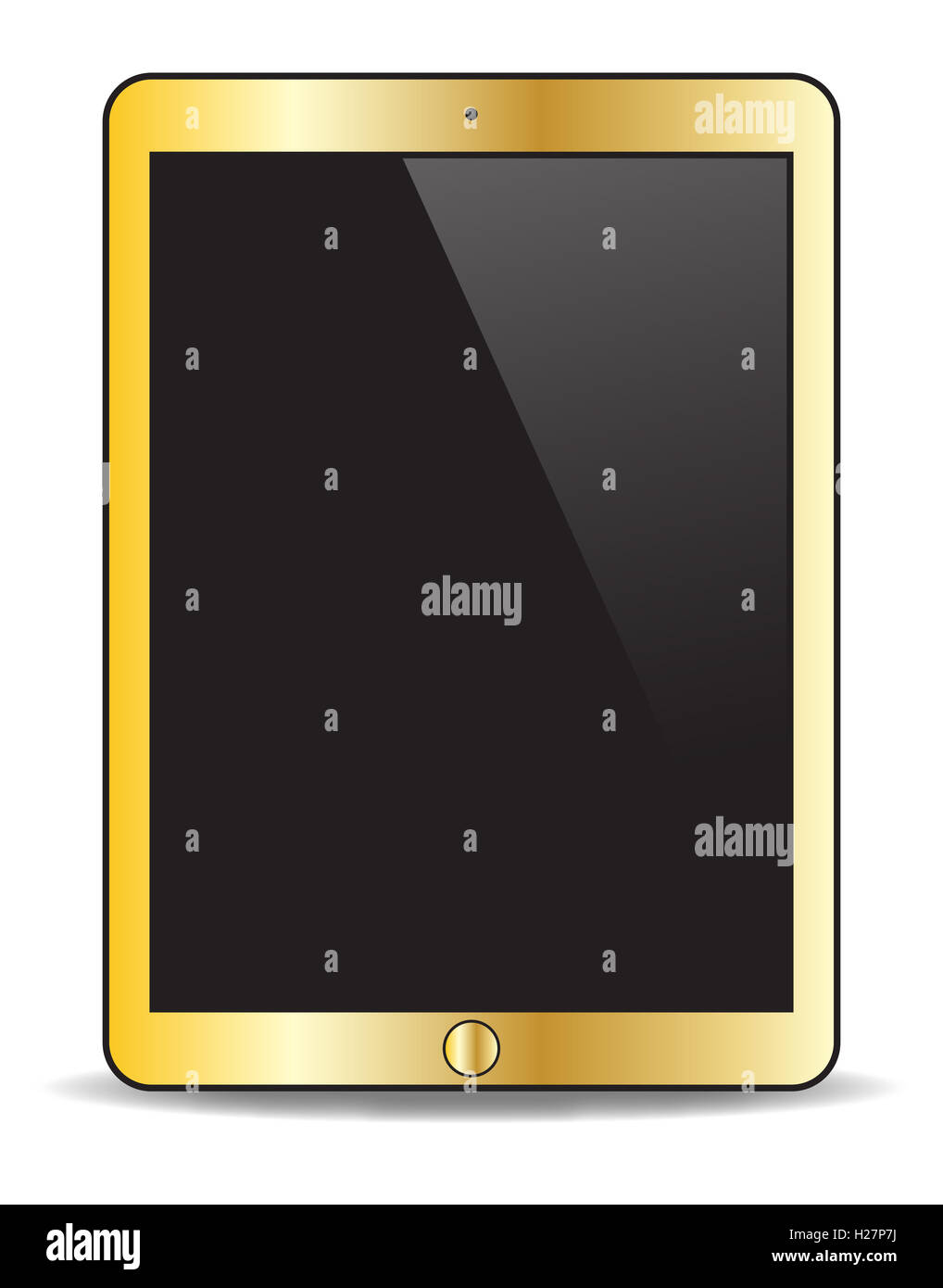 A realistic gold tablet isolated on a white background Stock Photo - Alamy