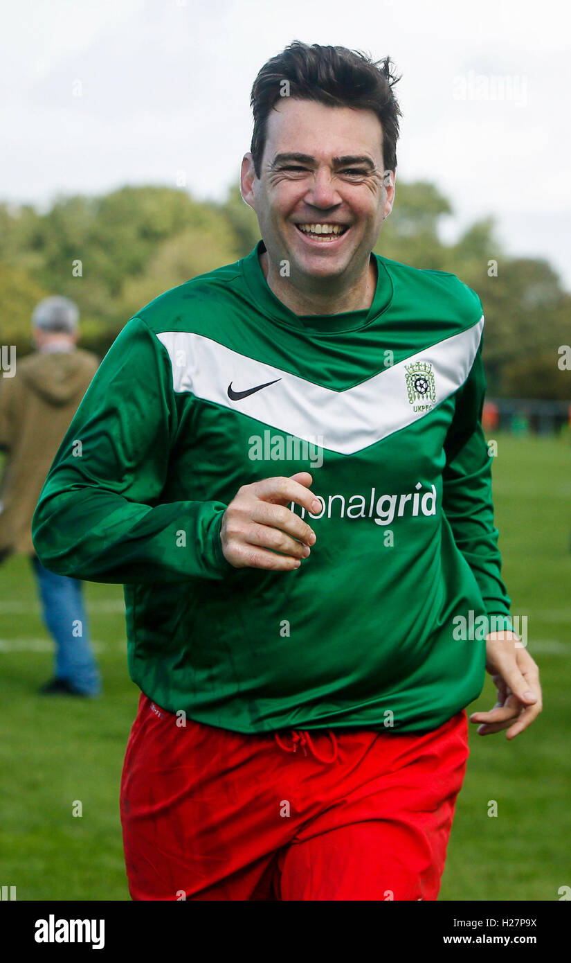 Andy Burnham during a football match between Labour Party members and ...