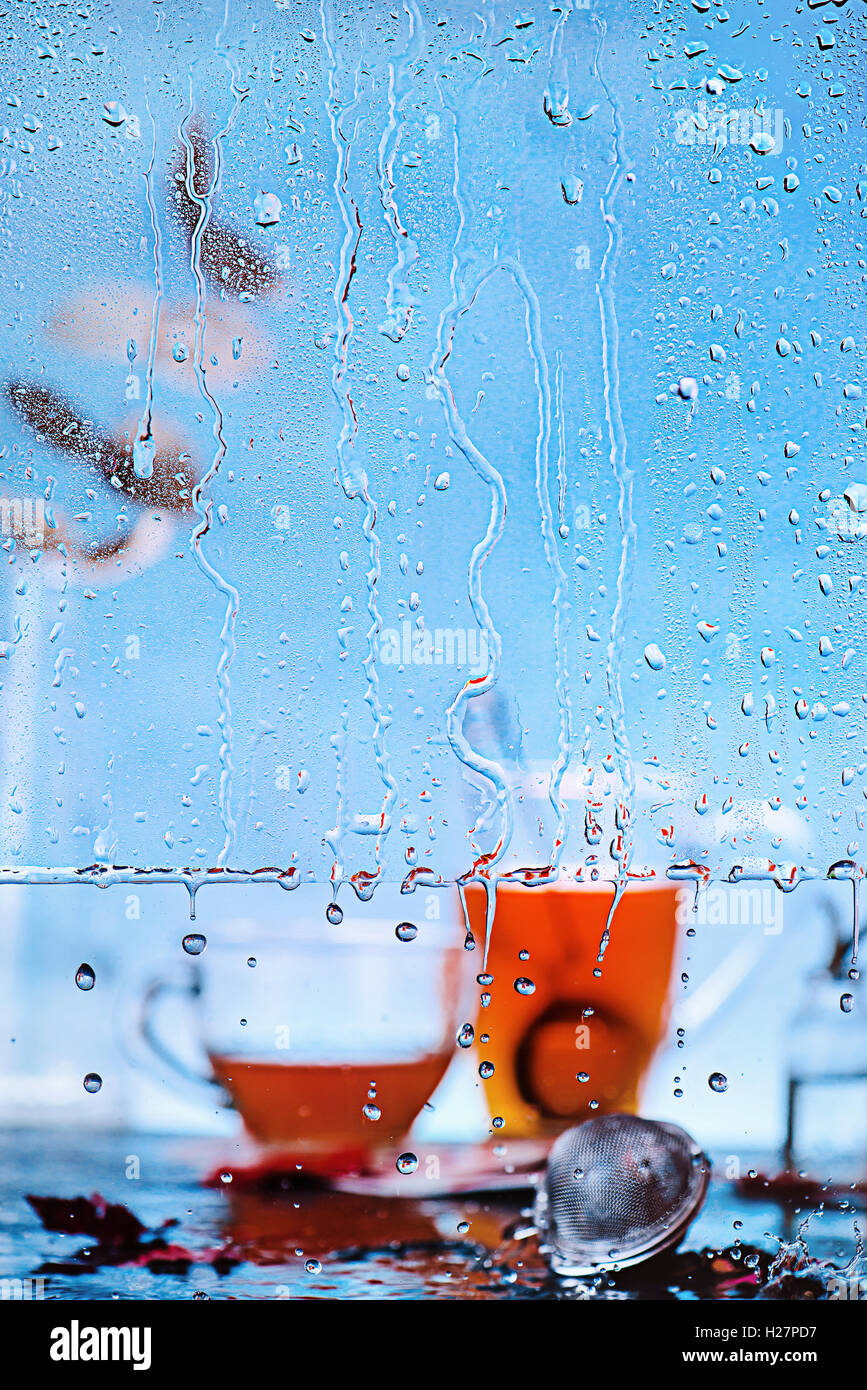 Rainy day: morning tea Stock Photo - Alamy