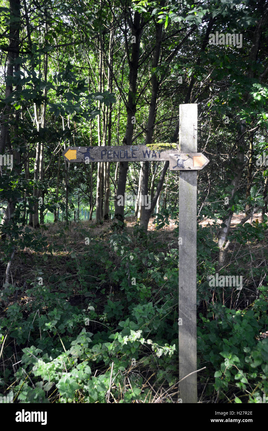 Wooden Signpost on the Pendle Way near in the Hamlet of Wycoller, Colne ...