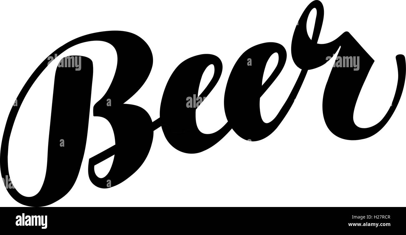 Beer handmade lettering, calligraphy. Vector illustration Stock Vector ...