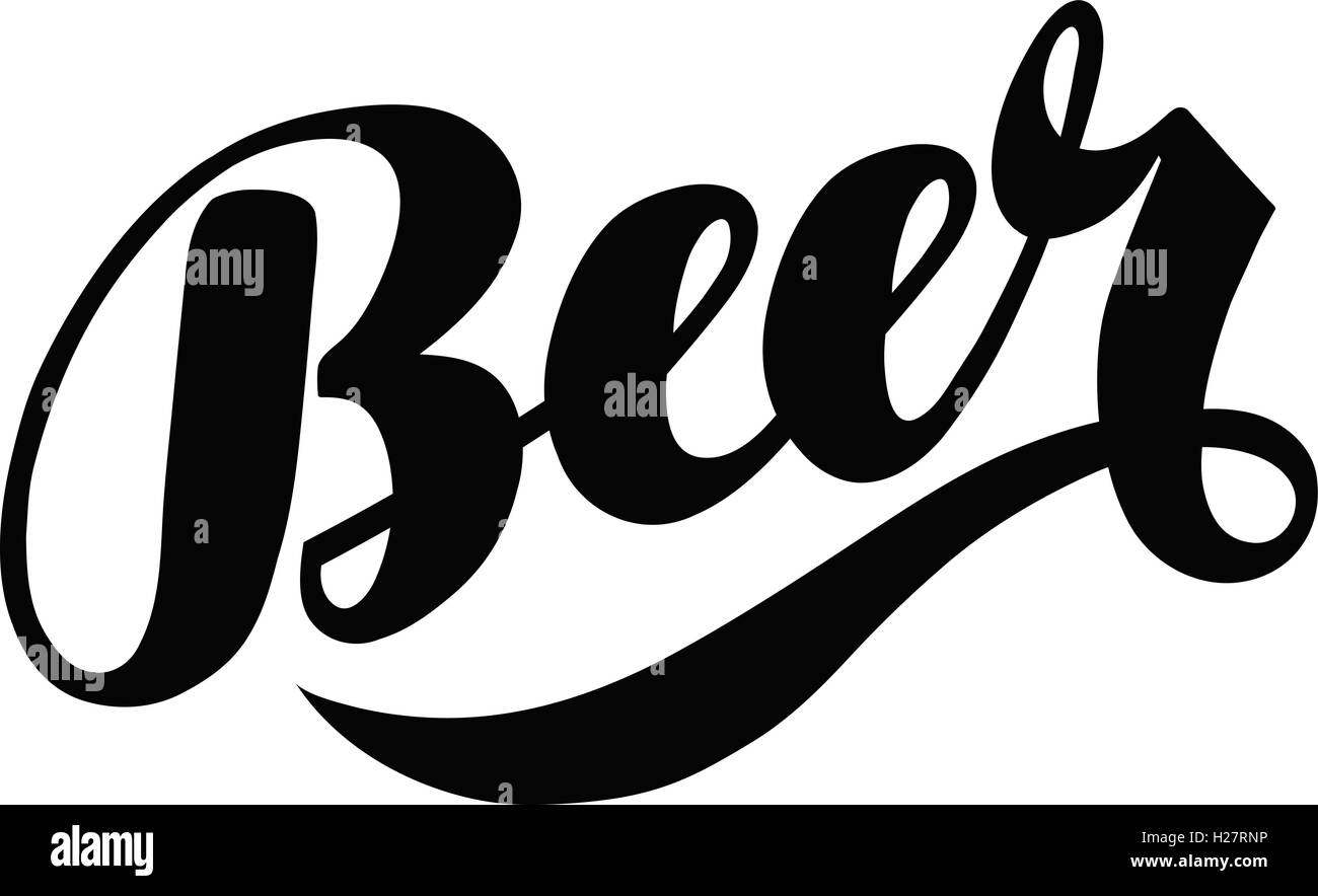 Beer hand lettering. Alcoholic beverage logo or label. Vector ...