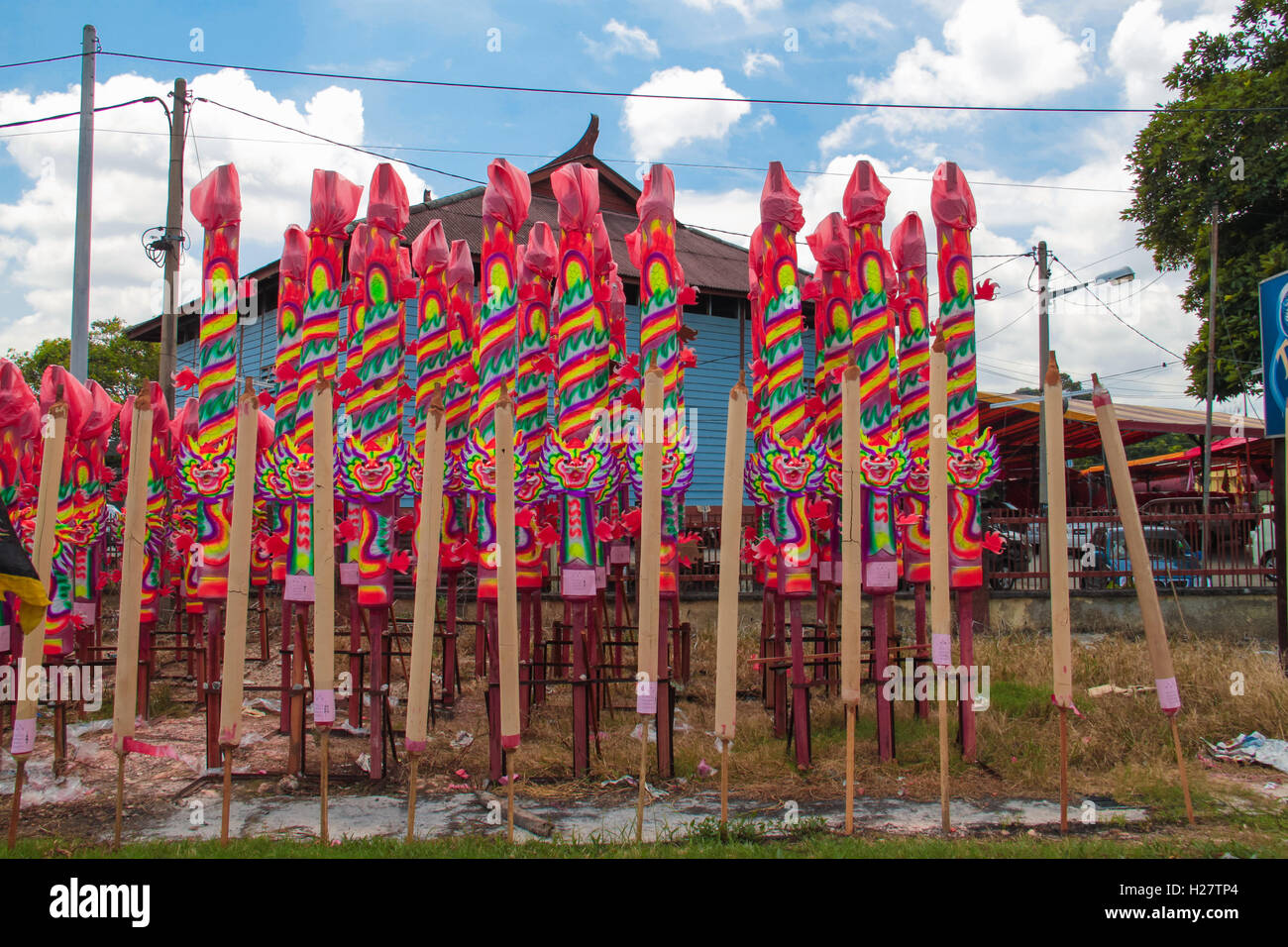 Big chinese joss stick in a row for offering ceremony Stock Photo - Alamy