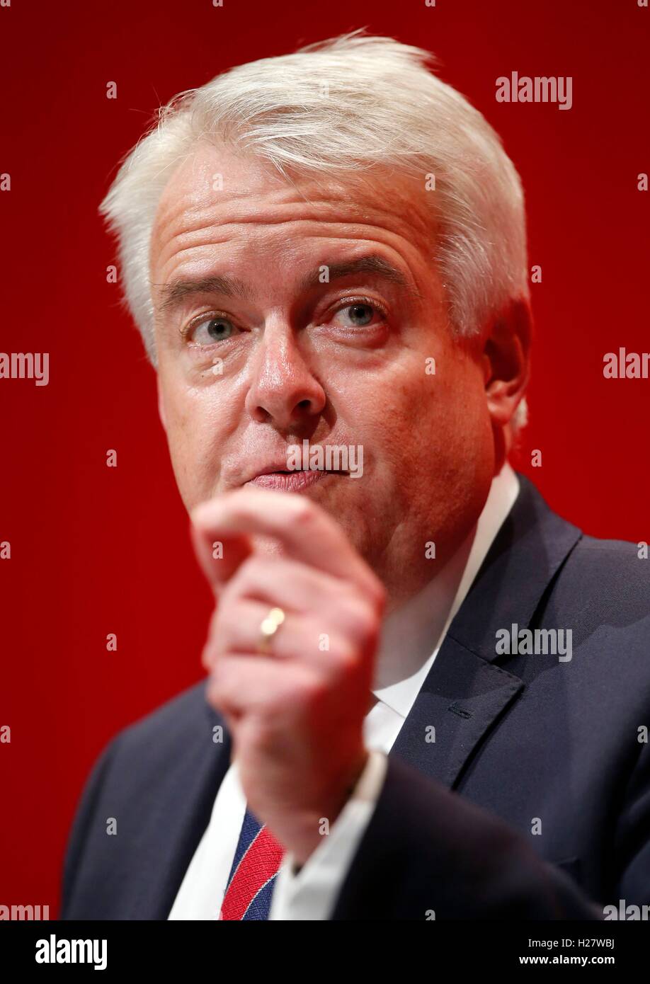 First Minister of Wales Carwyn Jones addresses the Labour Conference at ...