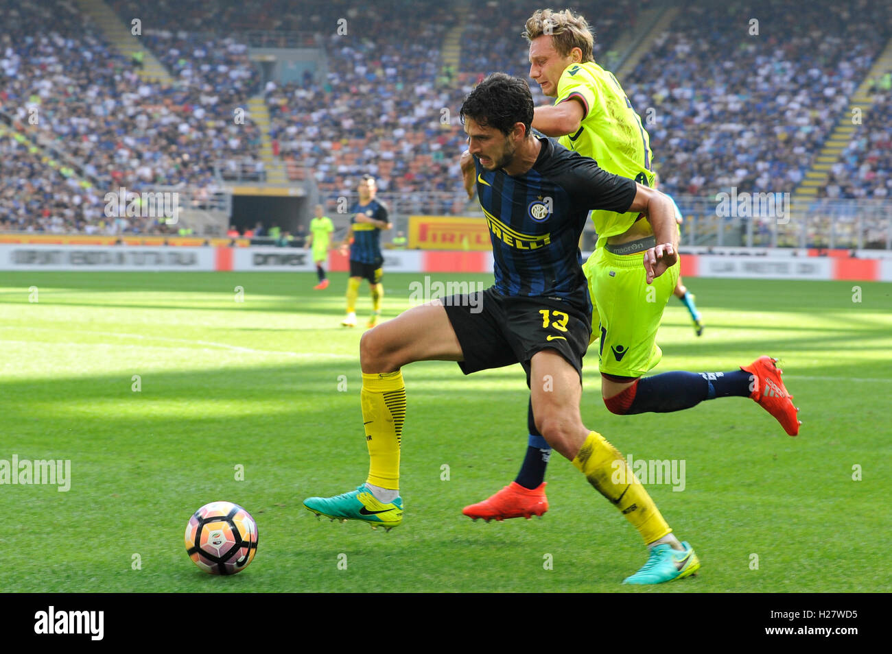 Milan, Italy. 25th Sep, 2016. Andrea Ranocchia of inter in actions ...