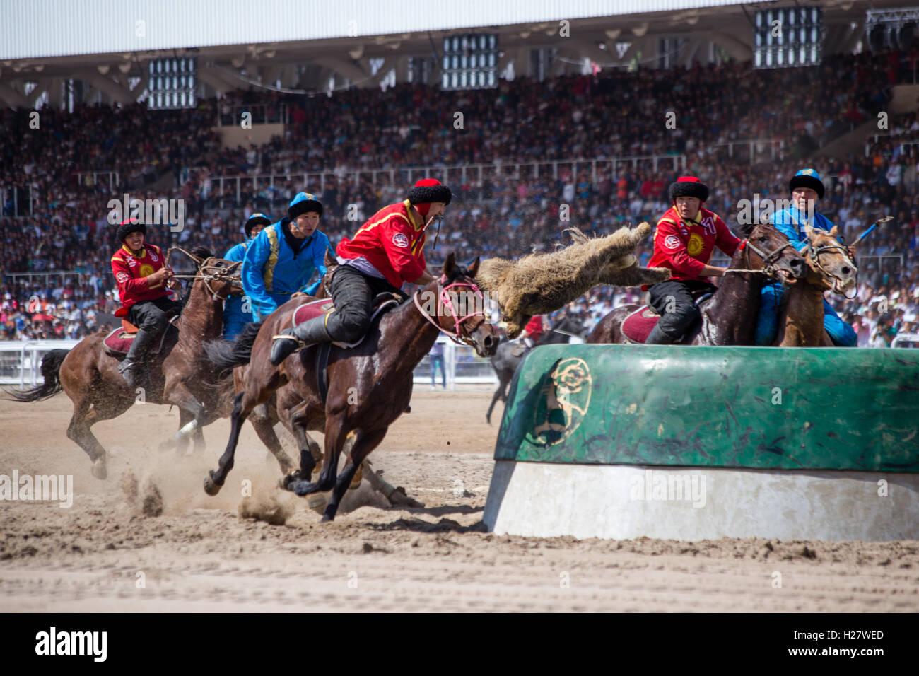 Horsemen play the traditional Central Asia sport 'Kok Boru' at the ...