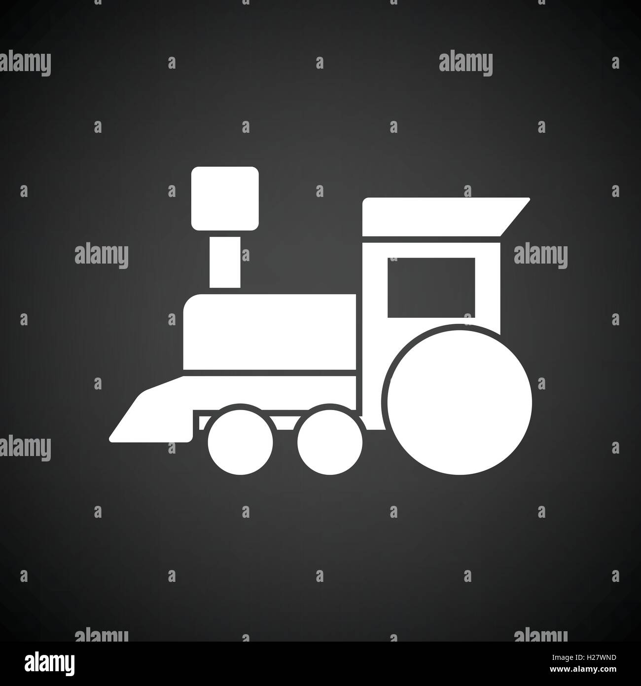 Train toy ico. Black background with white. Vector illustration Stock ...