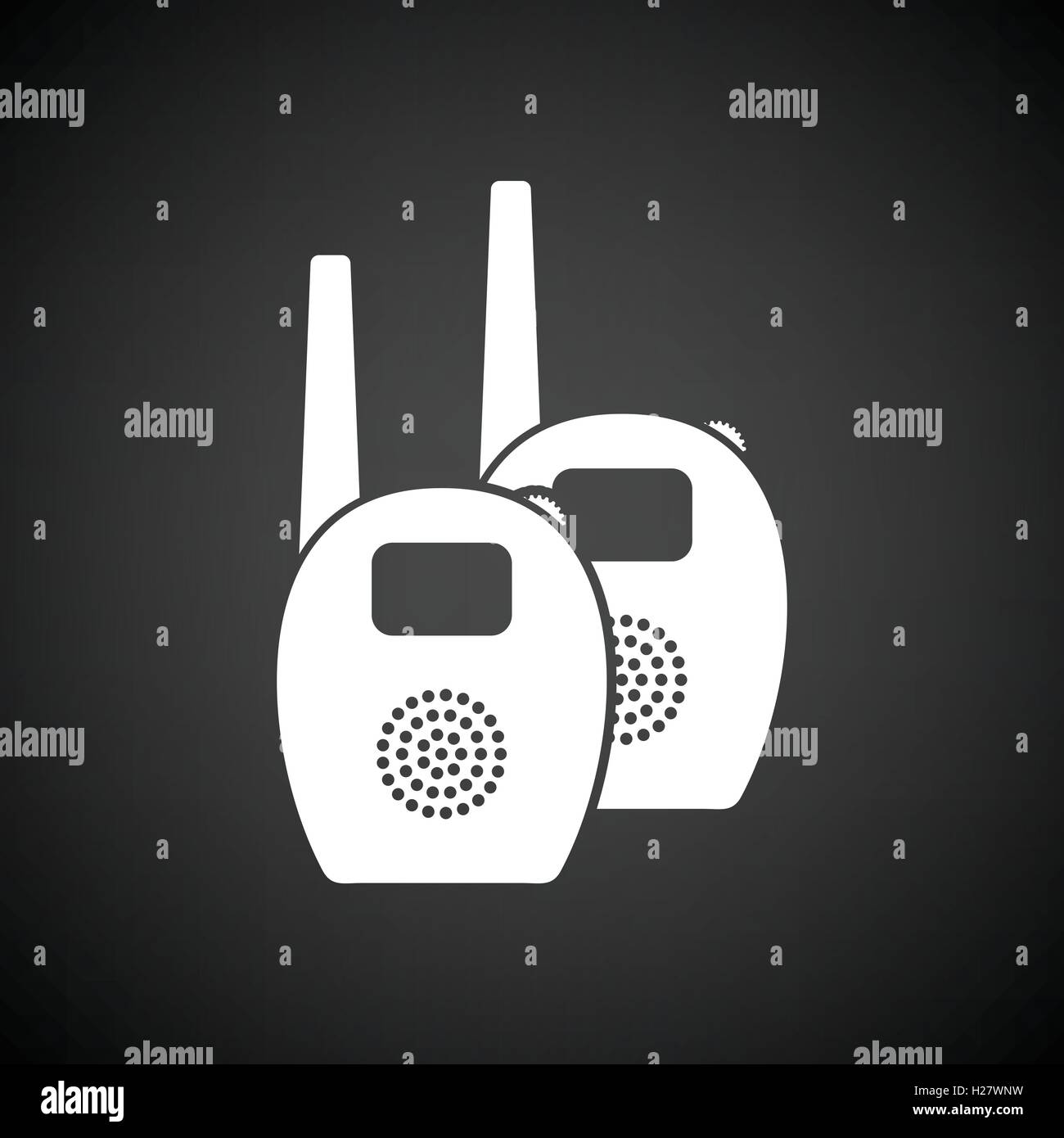 Baby radio monitor ico. Black background with white. Vector ...