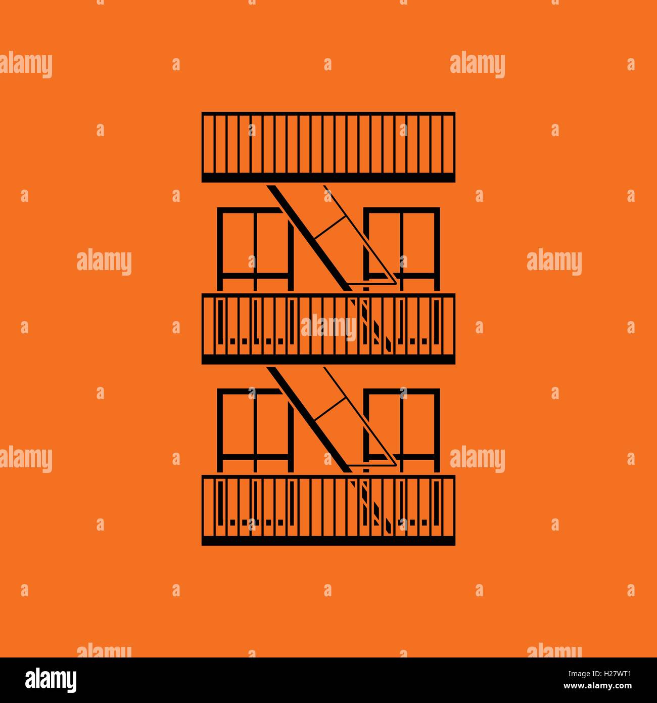 Emergency fire ladder icon. Orange background with black. Vector ...