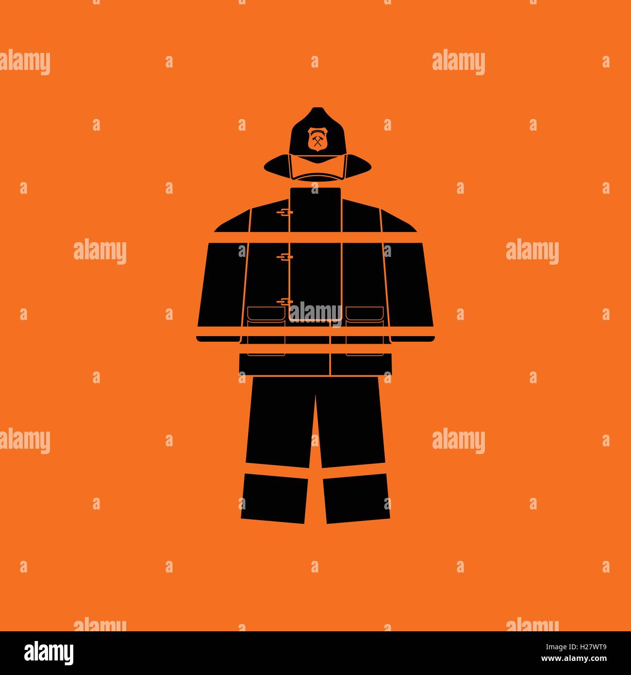 Fire service uniform icon. Orange background with black. Vector ...