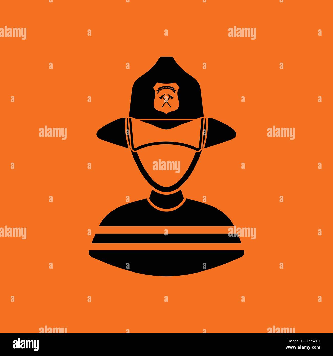 Fireman icon. Orange background with black. Vector illustration Stock ...