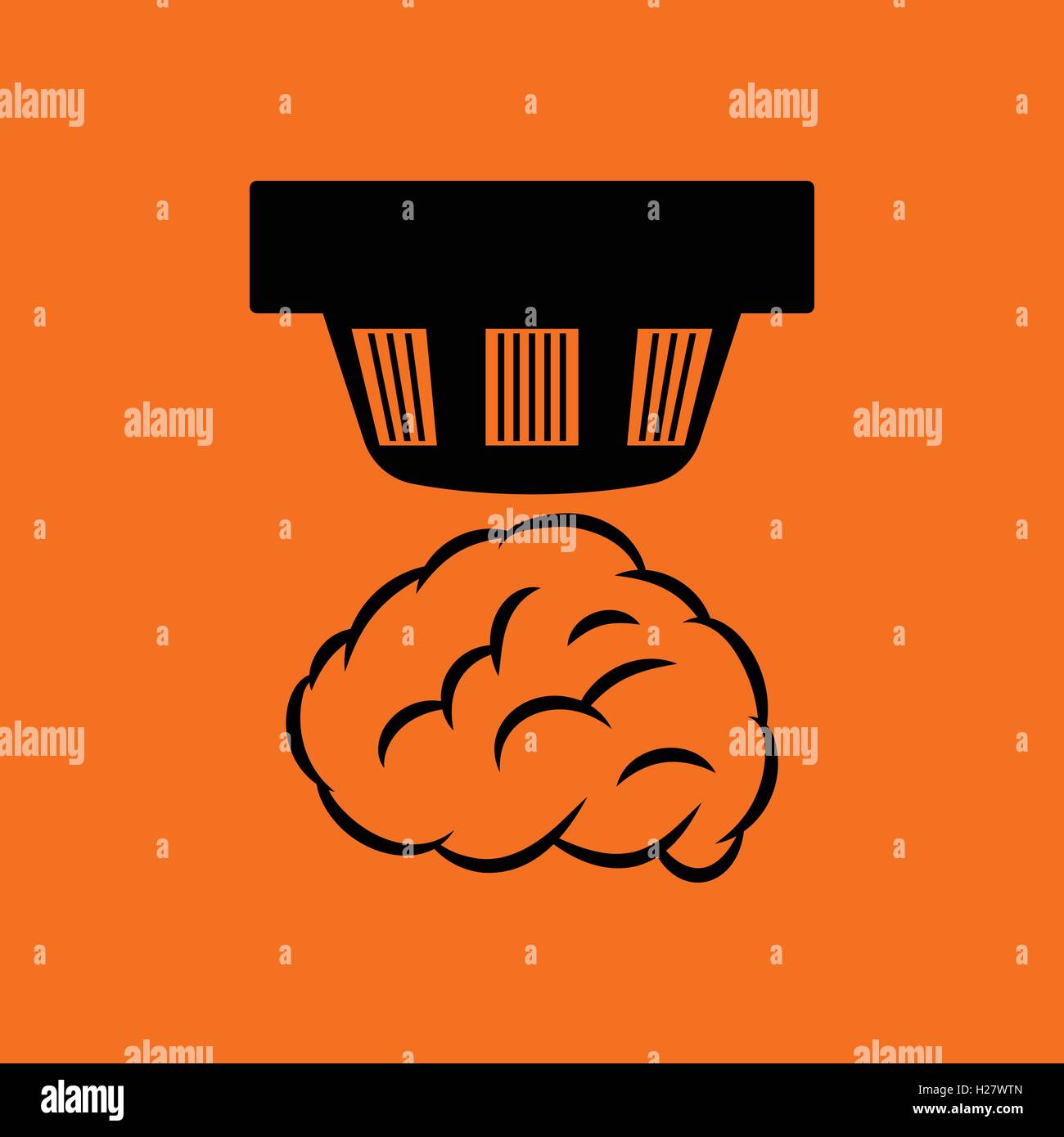 Smoke sensor icon. Orange background with black. Vector illustration ...
