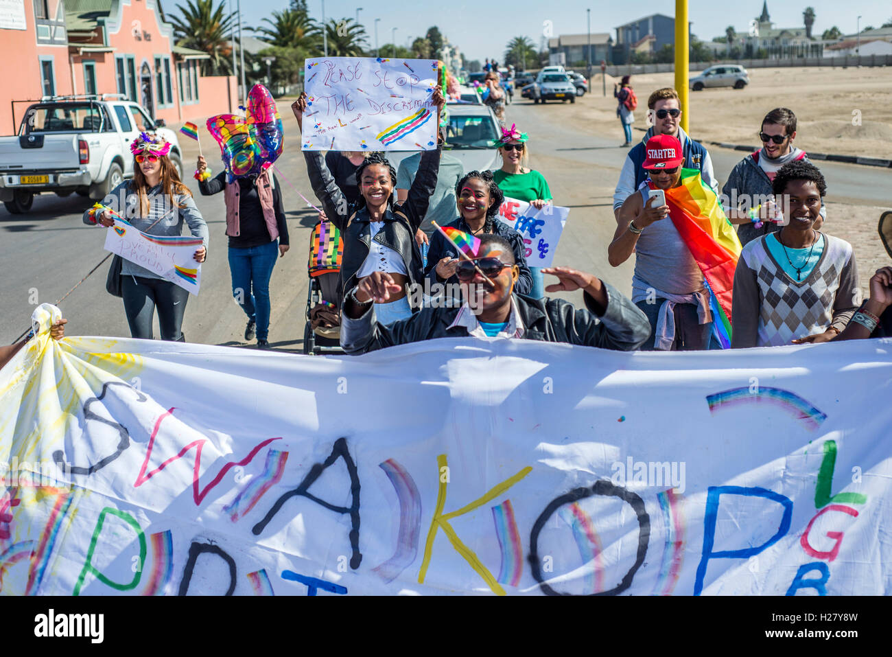 March of the members of Namibian LGBT community during Swakopmund Gay ...