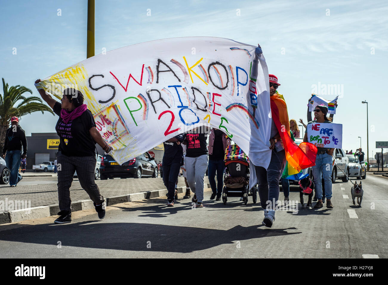 March of the members of Namibian LGBT community during Swakopmund Gay ...
