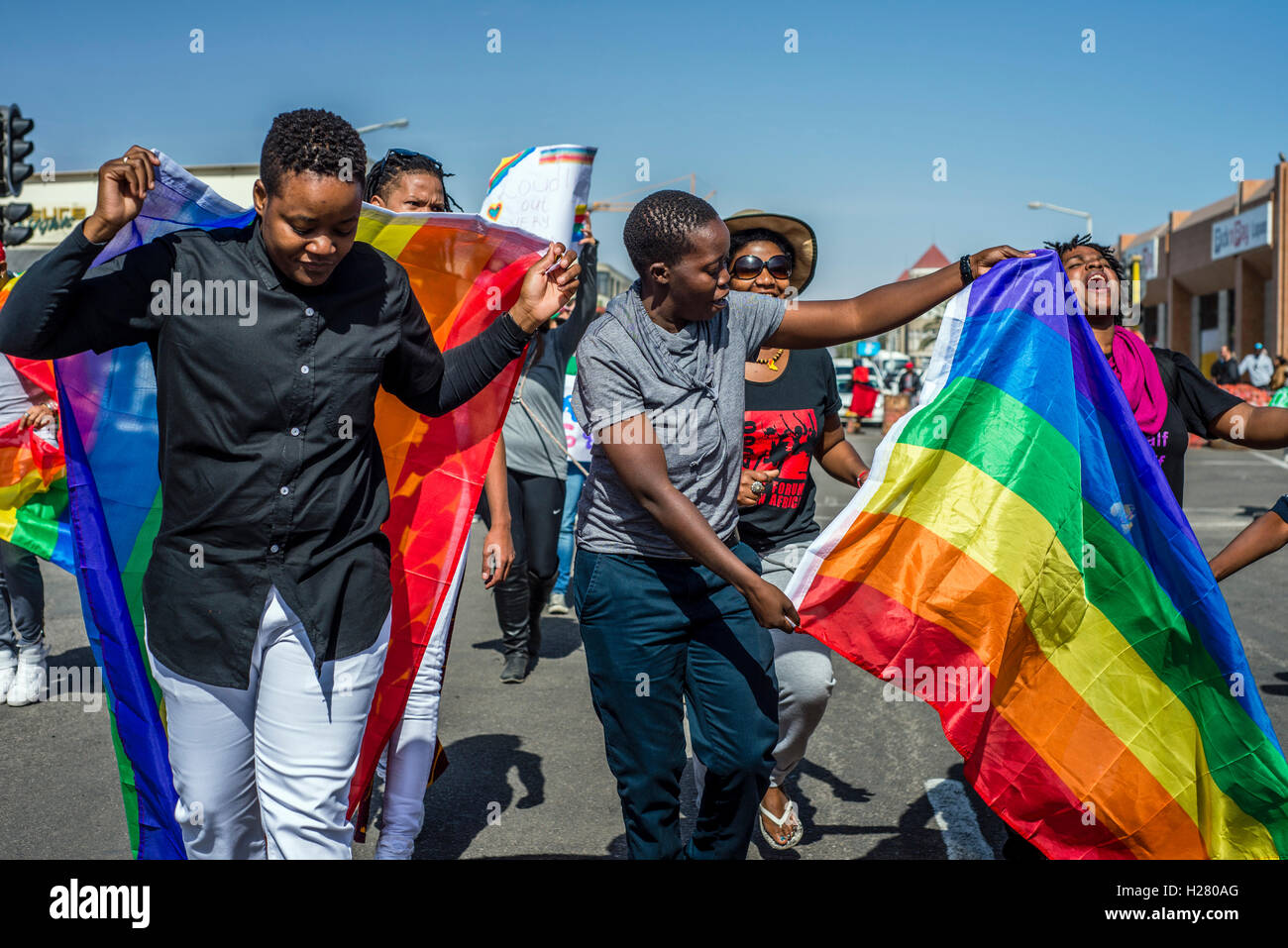 March of the members of Namibian LGBT community during Swakopmund Gay ...