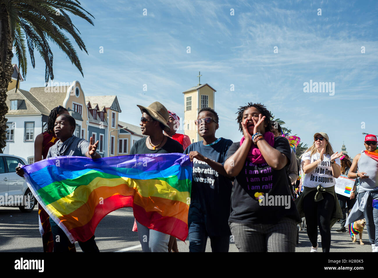 March of the members of Namibian LGBT community during Swakopmund Gay ...
