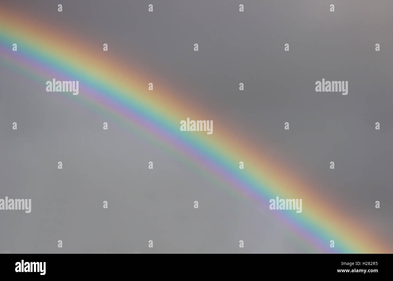 bright colorful wide colorful rainbow after the storm in the gray sky ...