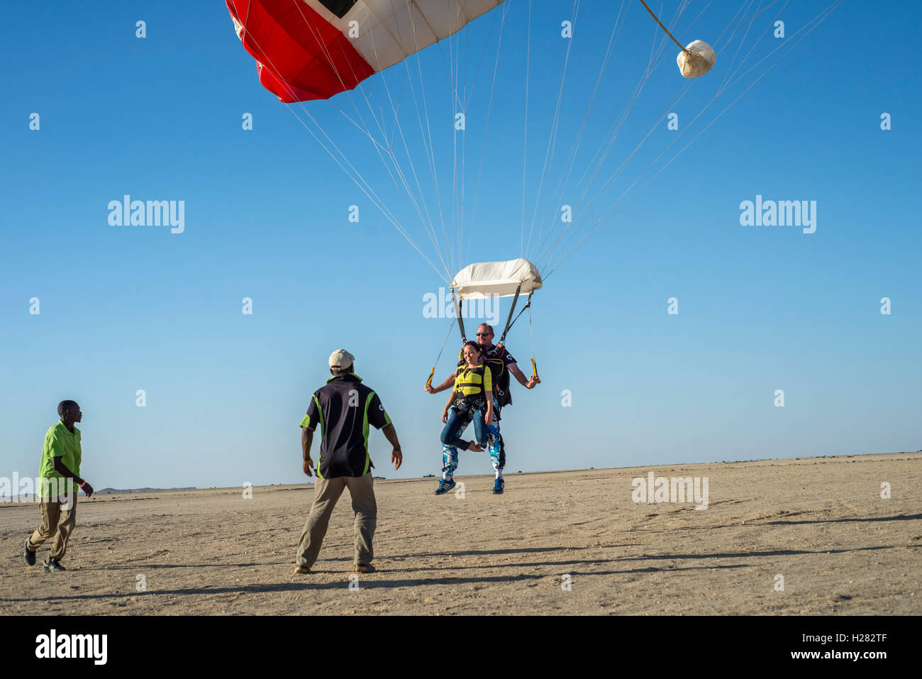 Tandem jump at the Ground Rush Adventures dropzone, Swakopmund, Namibia ...