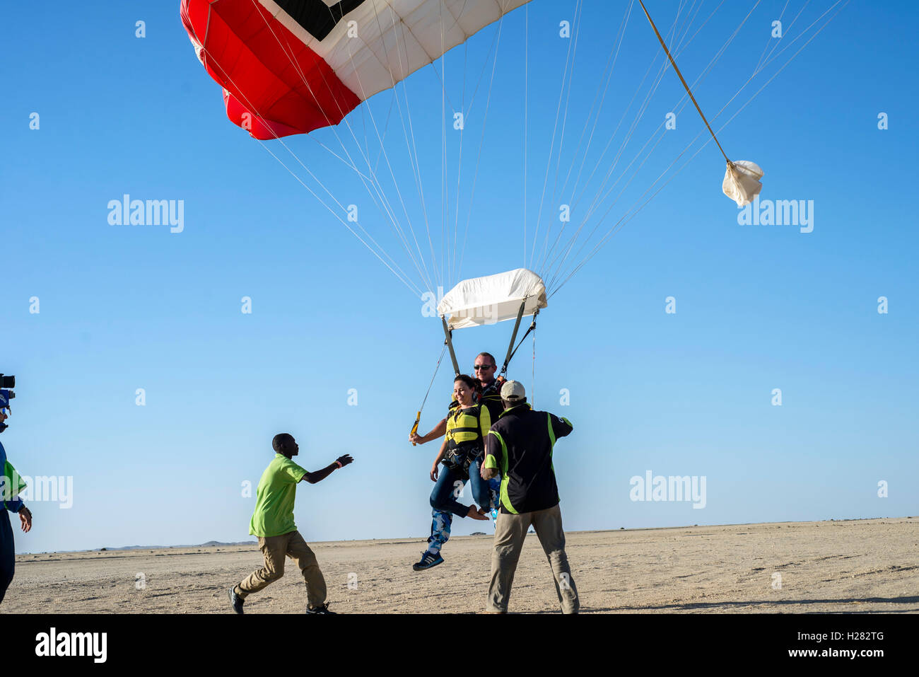 Tandem jump at the Ground Rush Adventures dropzone, Swakopmund, Namibia ...