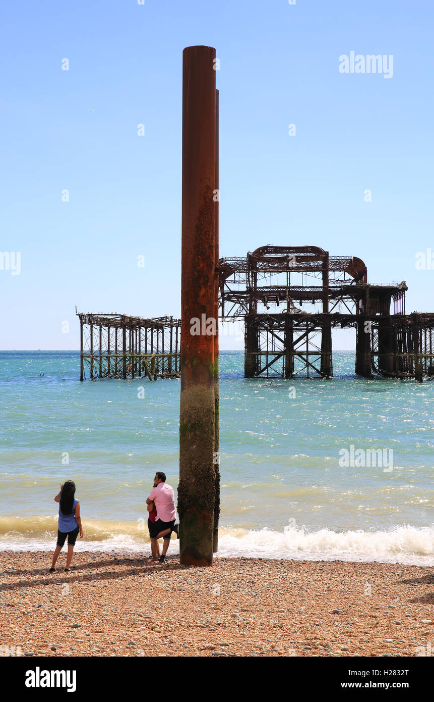 The skeletal remains of the Pavilion and supports of Brighton West Pier ...