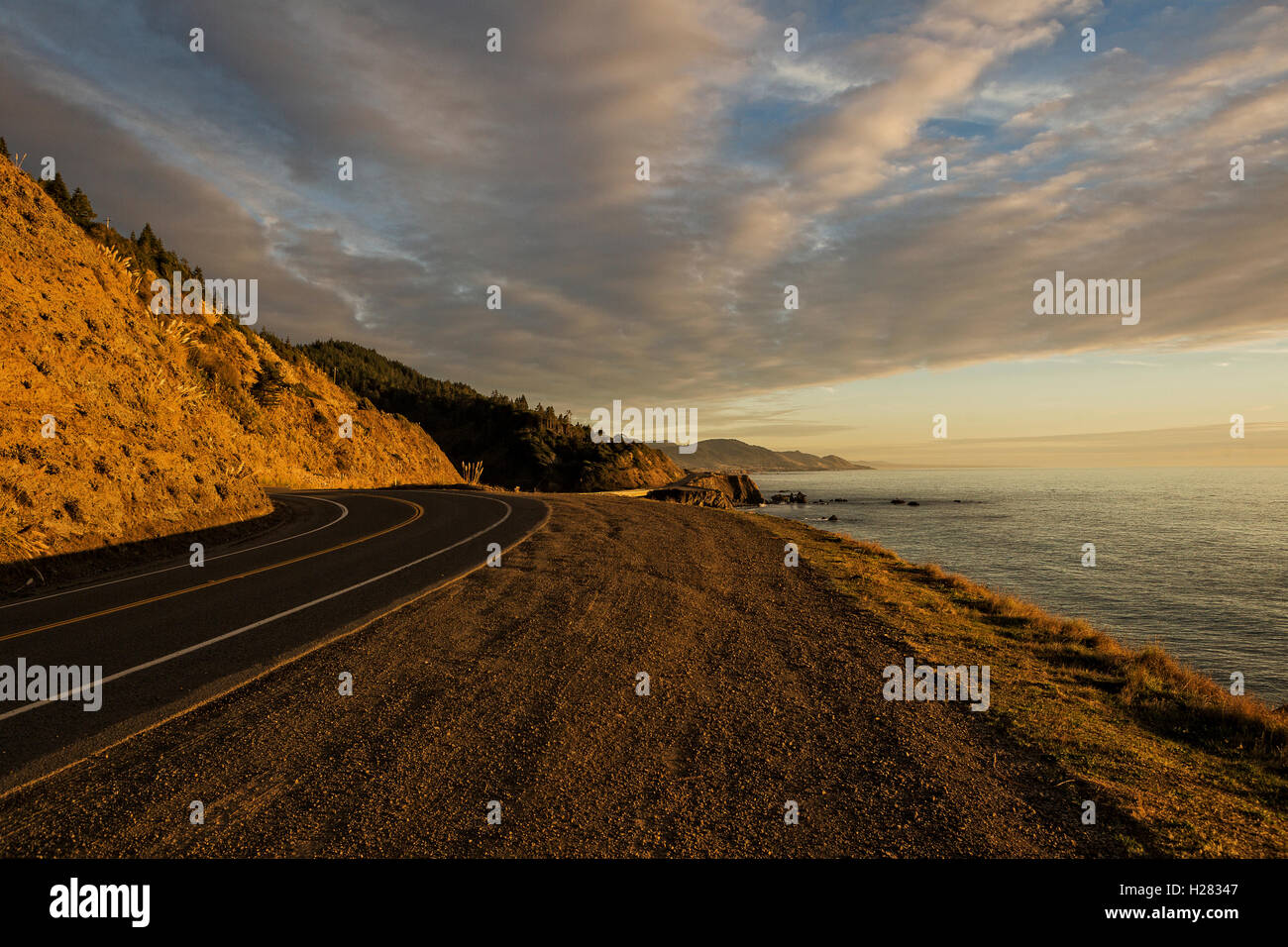 Driving along California Highway 1 at sunset Stock Photo - Alamy