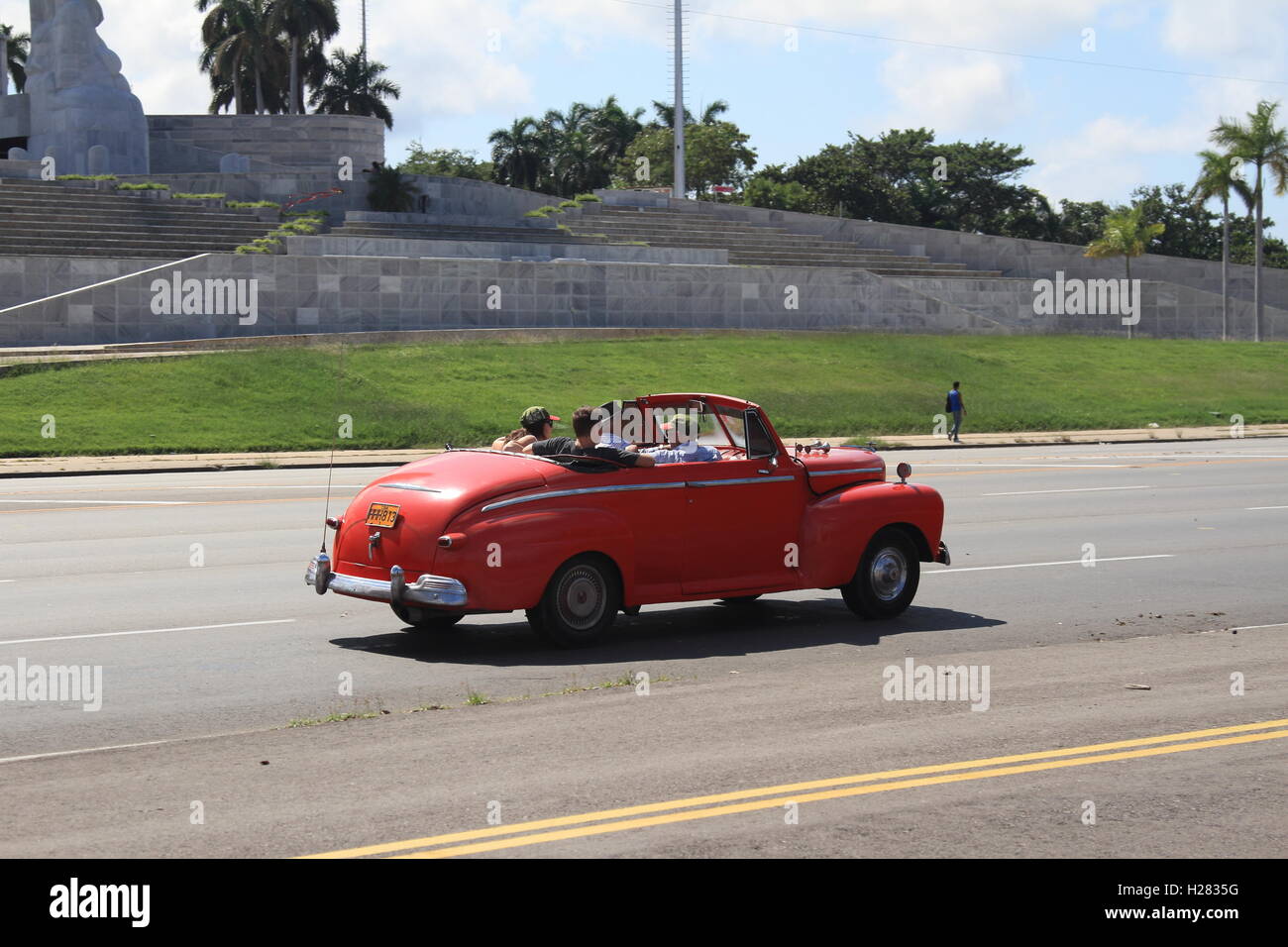 Classic convertible car driven through streets of Havana Cuba Stock ...