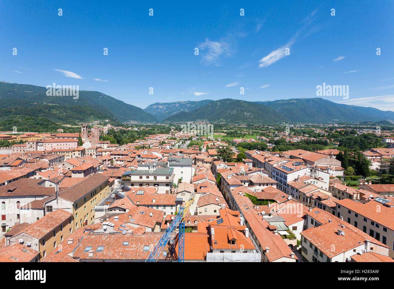 Cityscape from "Bassano del Grappa", Top view. Medieval town panorama ...