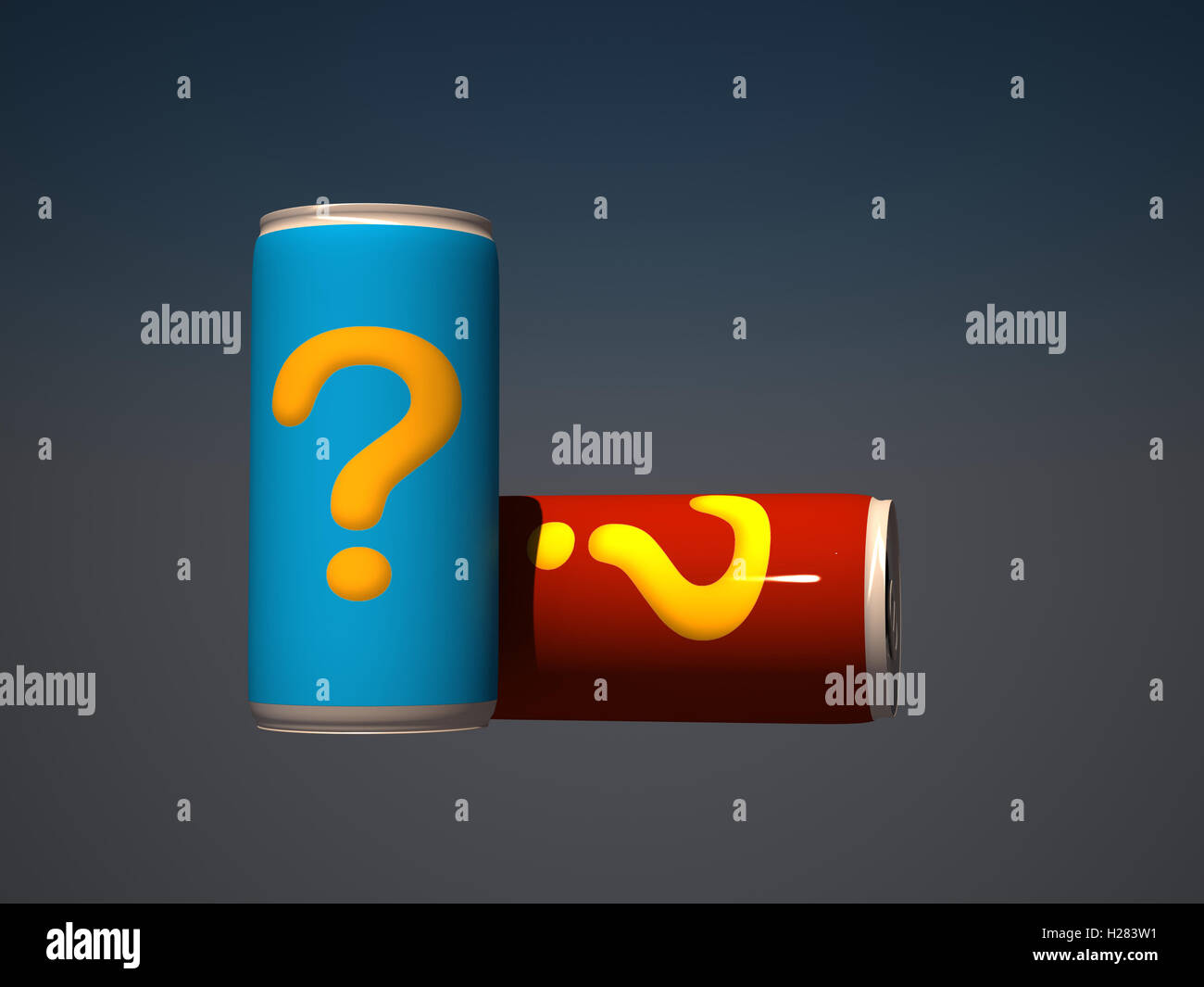 3d can with an question mark label Stock Photo - Alamy