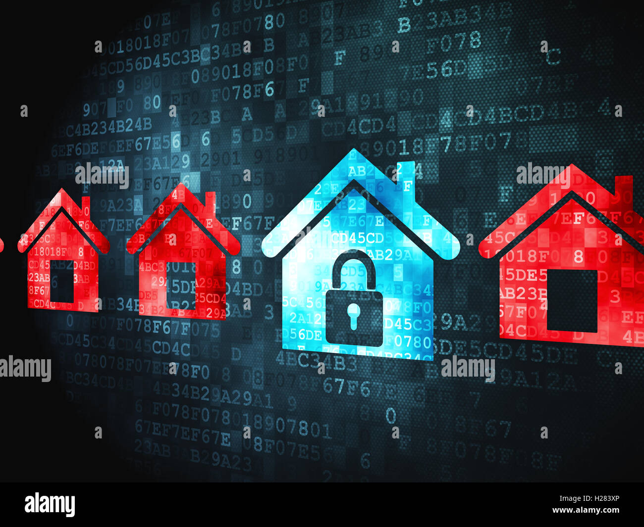 Privacy concept: Home on digital background Stock Photo - Alamy