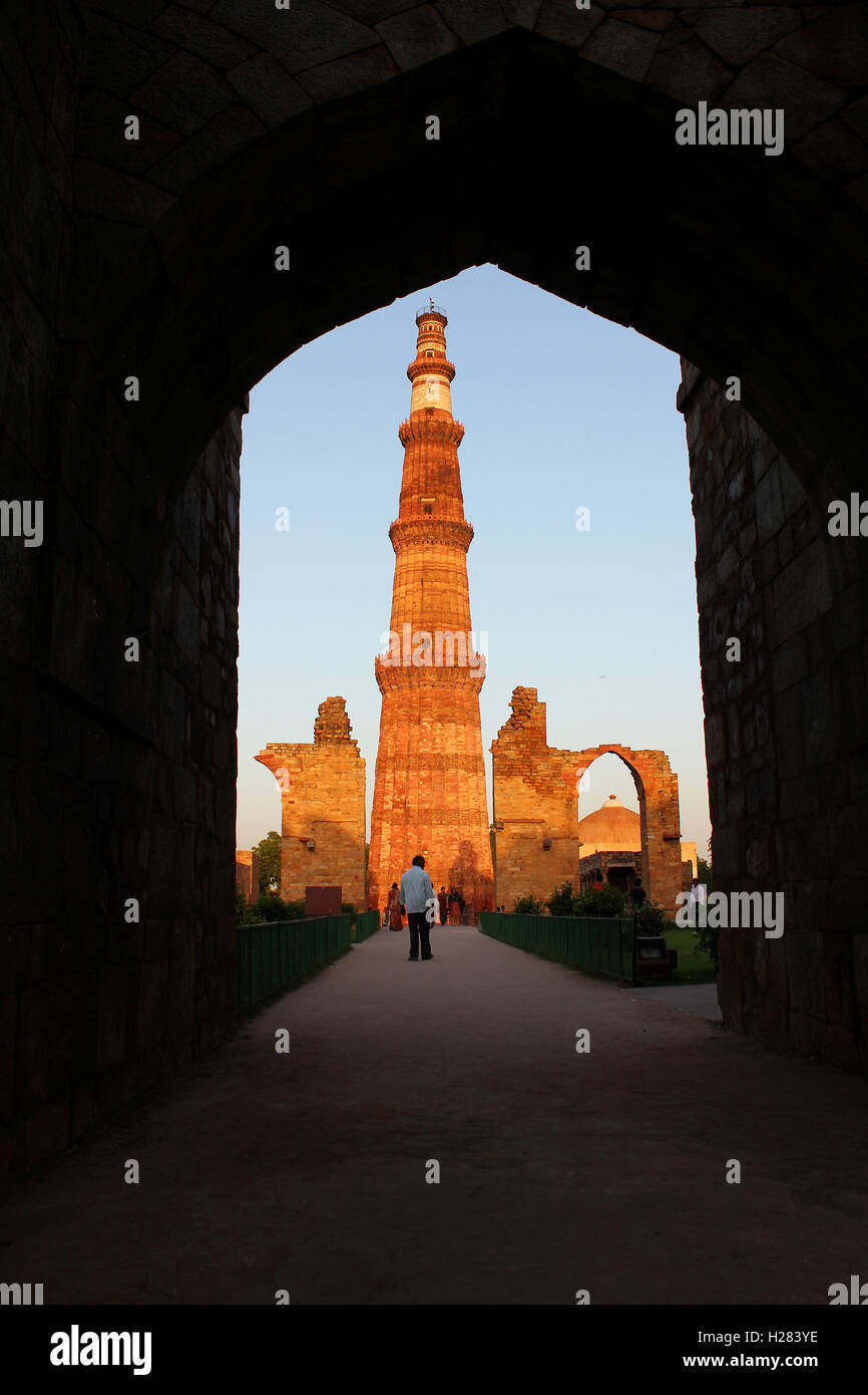 qutub minar from gate Stock Photo - Alamy