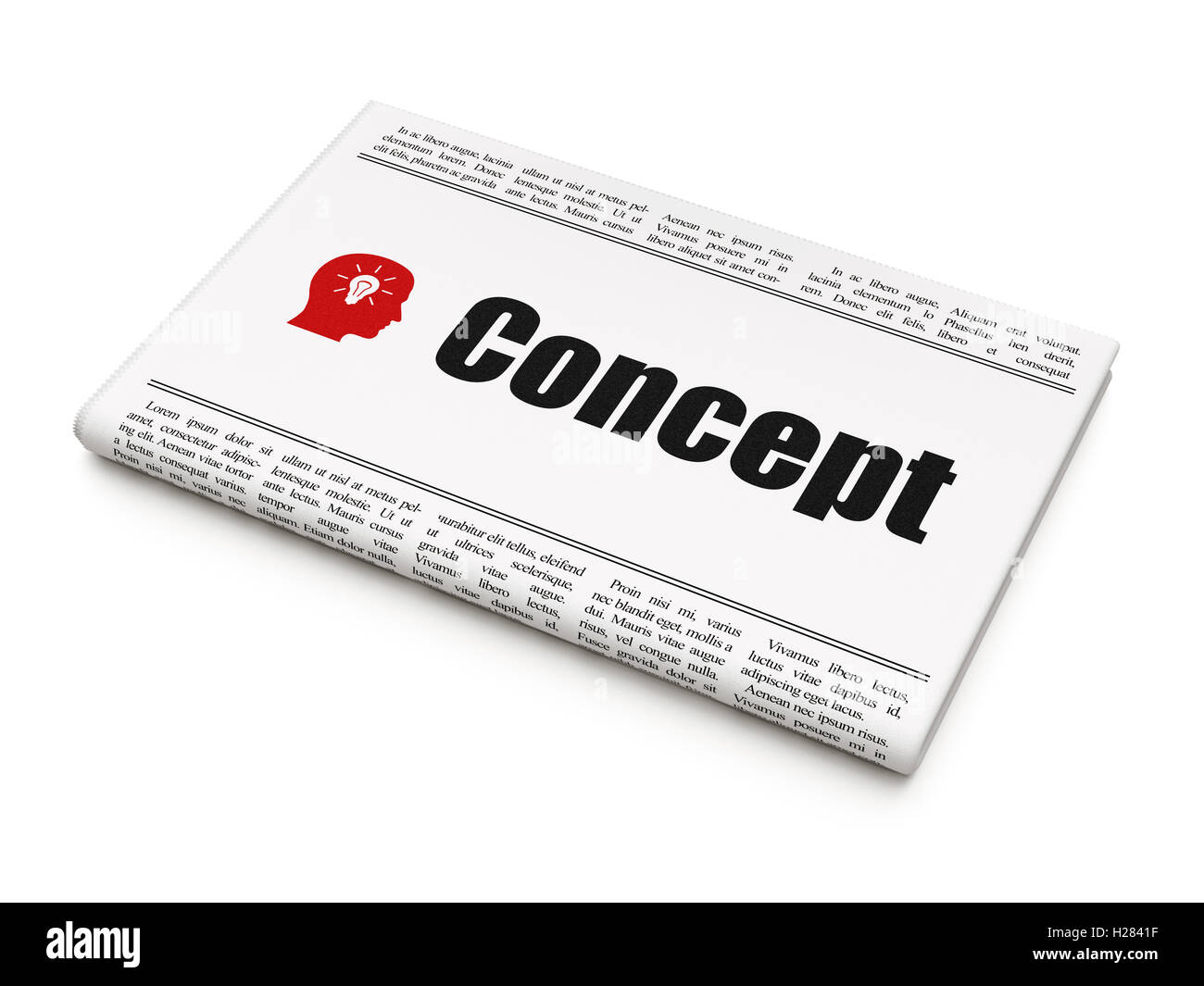 Marketing concept: newspaper with Concept and Head With Light Bulb ...