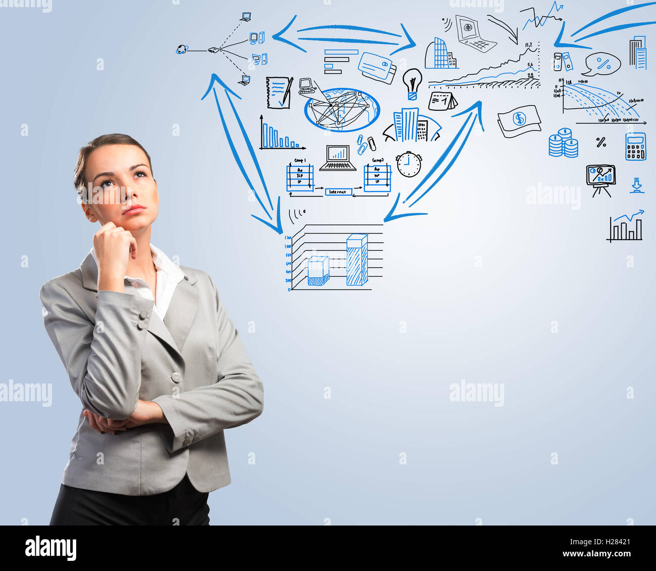 thinking business woman Stock Photo - Alamy