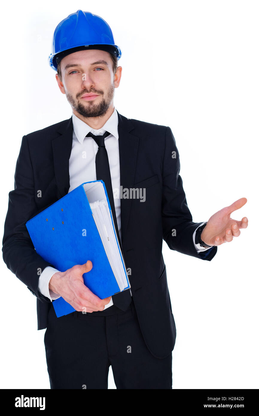 Architect or structural engineer wearing a hardhat Stock Photo - Alamy