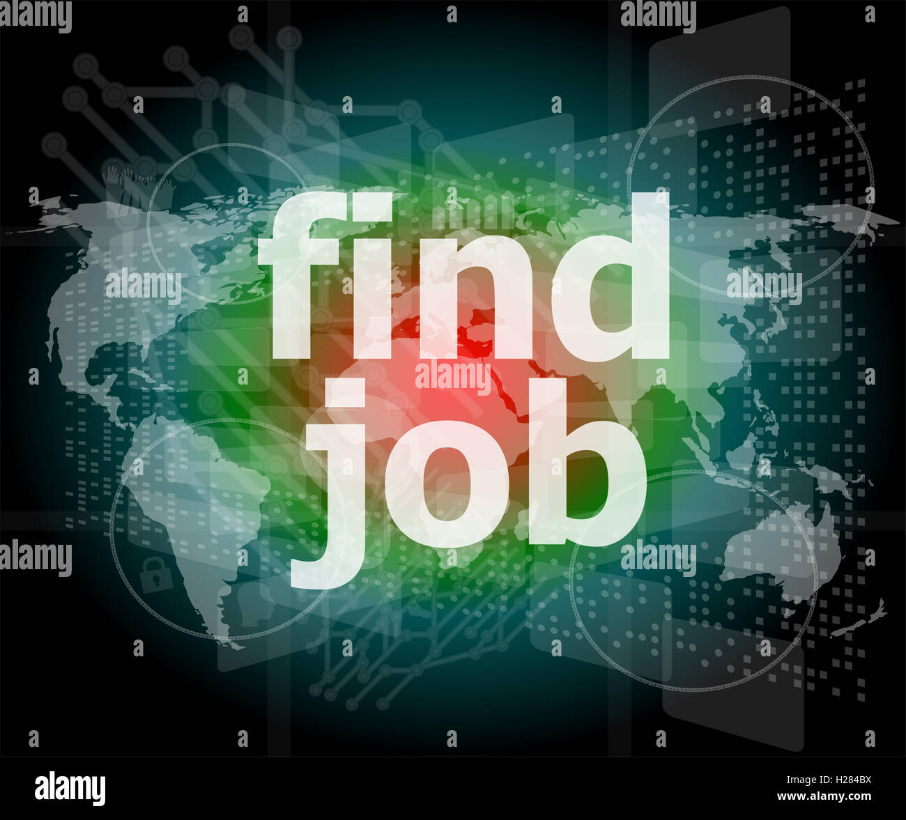find jobs on digital touch screen, social concept Stock Photo - Alamy