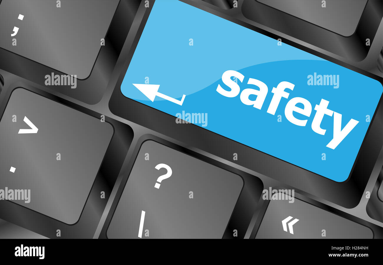 safety first concept with key on computer keyboard Stock Photo - Alamy