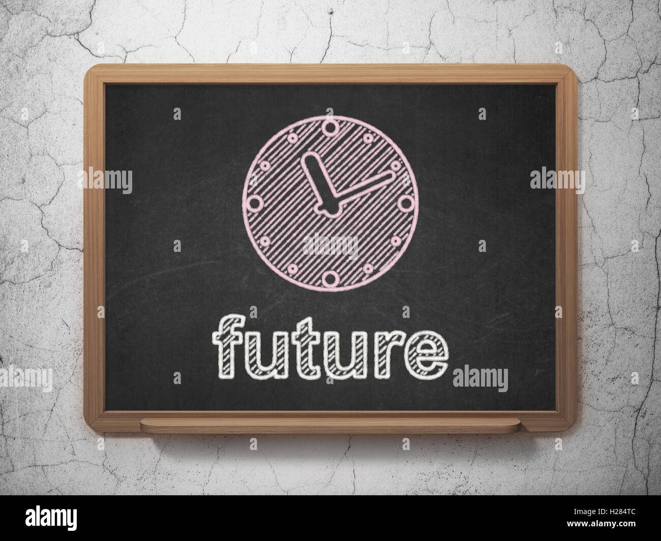 Time concept: Clock and Future on chalkboard background Stock Photo - Alamy