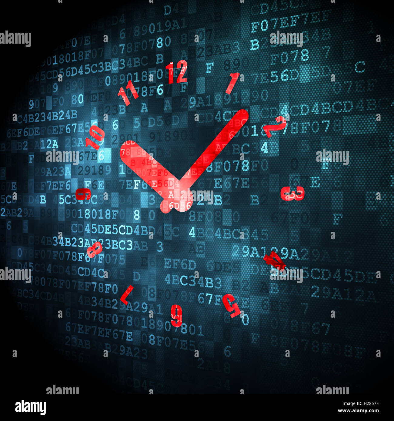 Time concept: Clock on digital background Stock Photo - Alamy