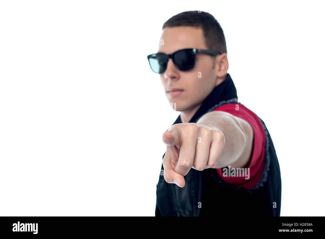Smart guy pointing towards camera Stock Photo - Alamy Smart guy pointing towards camera Stock Photo - Alamy