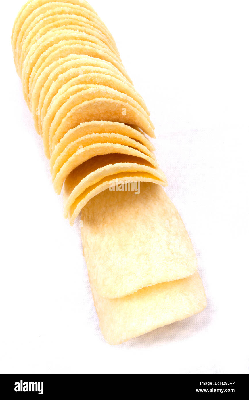 potato crisps (chips) on a white background Stock Photo - Alamy