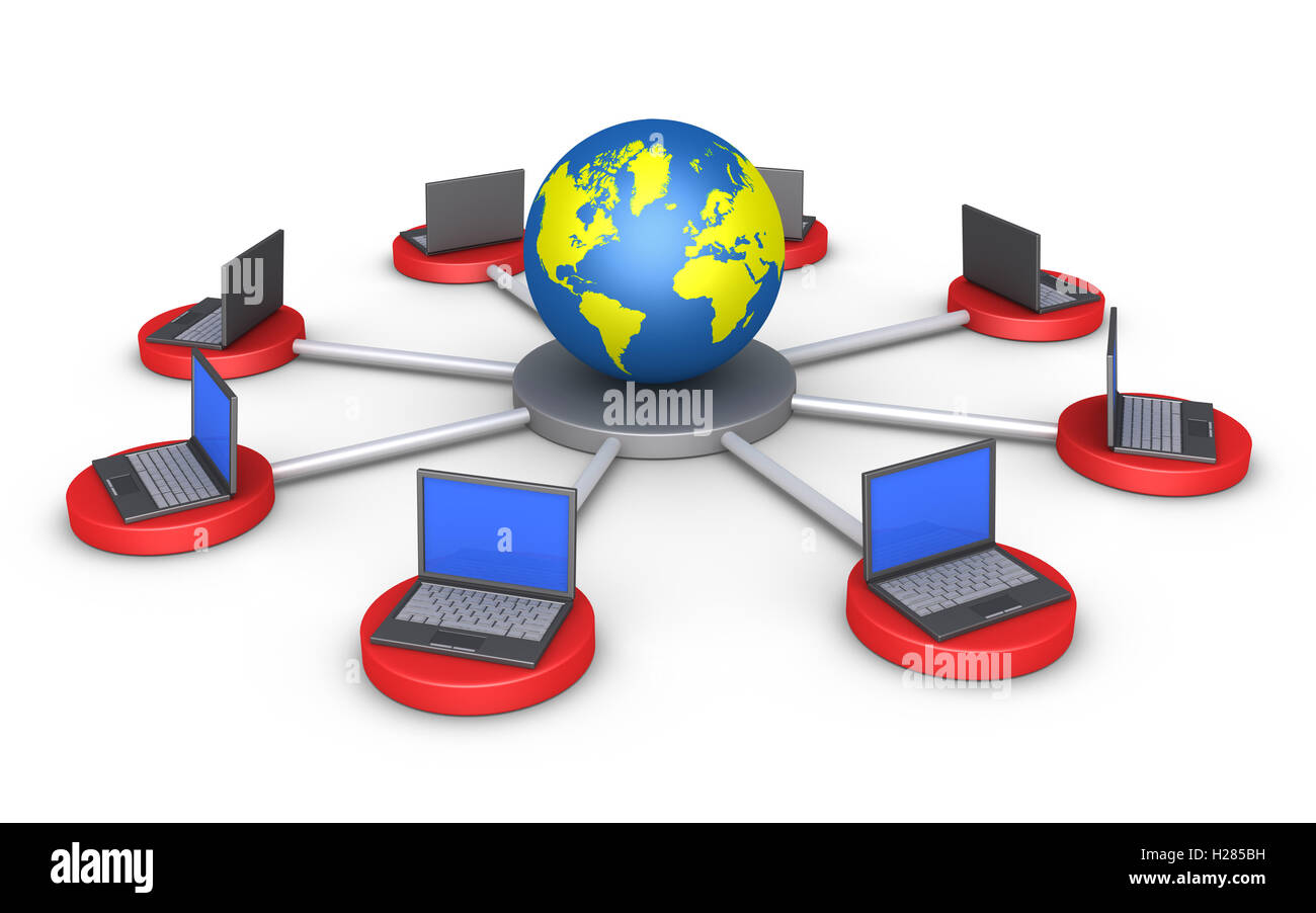 Computers are connected to the world Stock Photo - Alamy