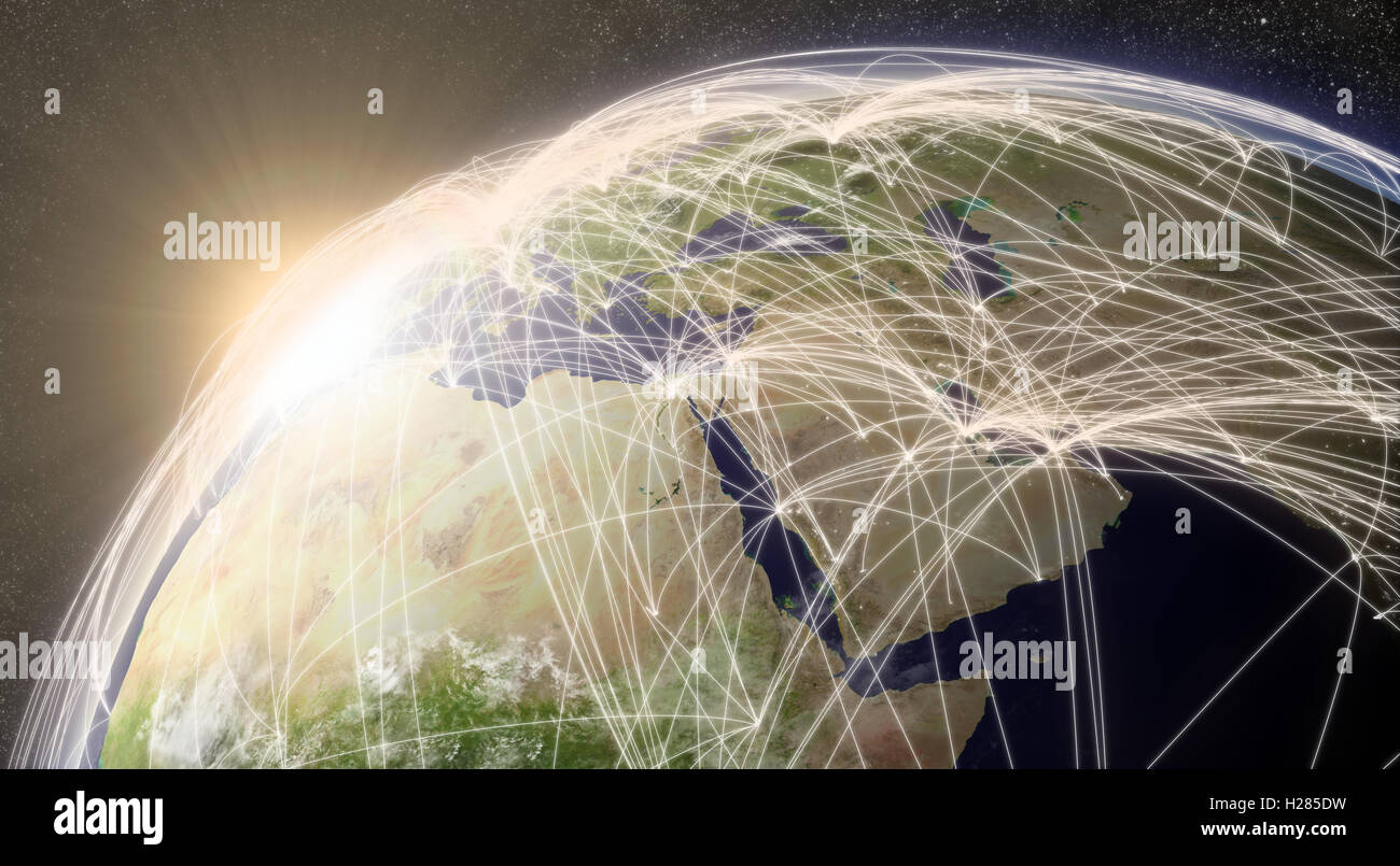 Network over Middle East Stock Photo - Alamy