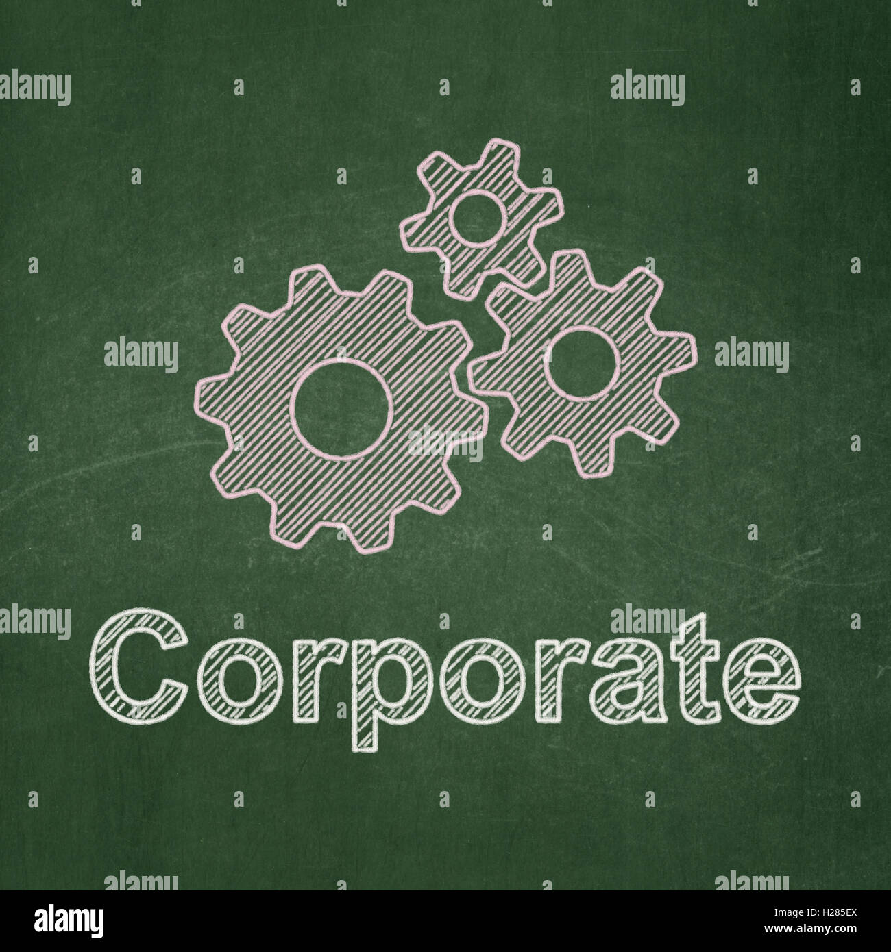 Business concept: Gears and Corporate on chalkboard background Stock ...