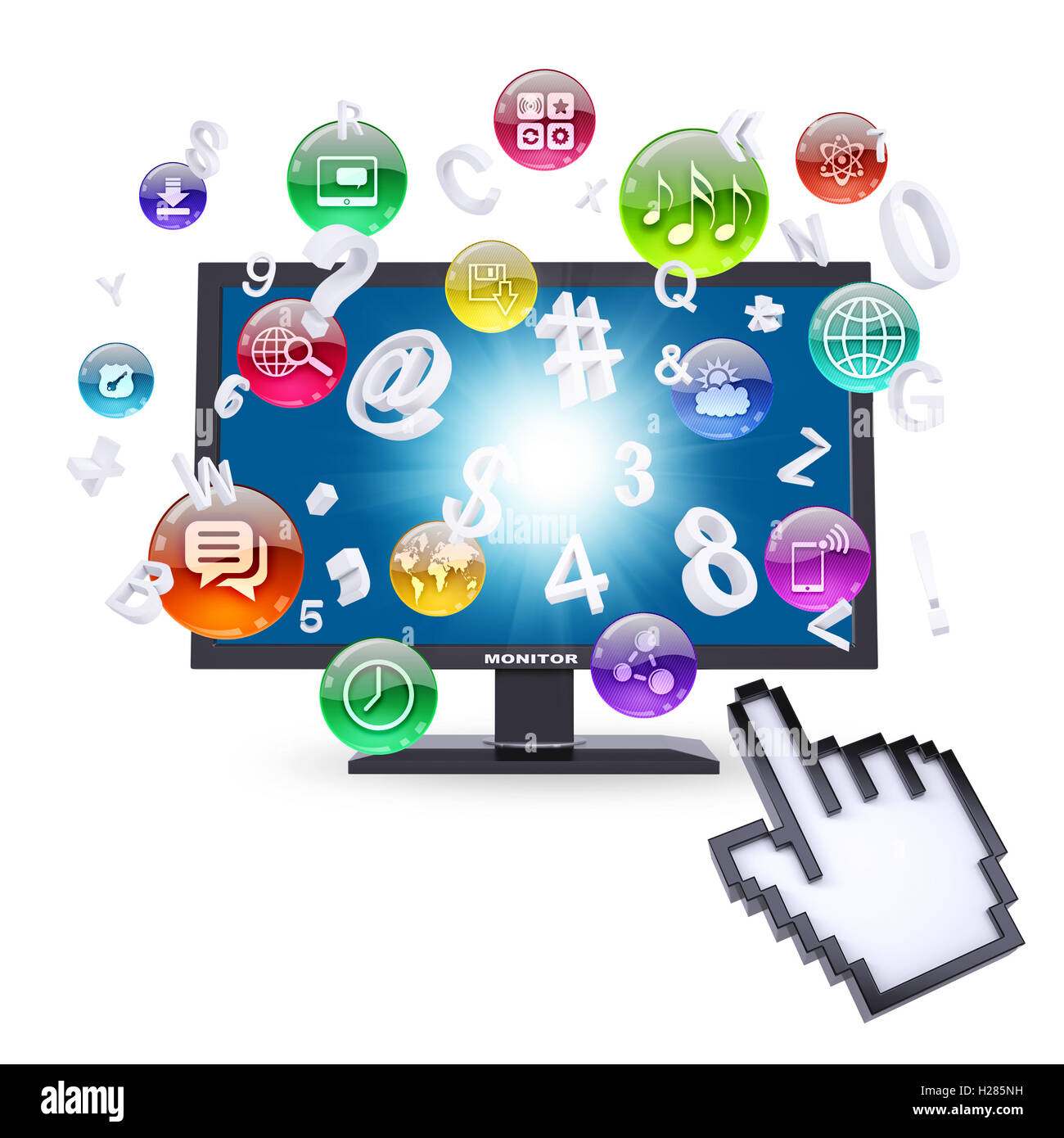 Monitor and application icons Stock Photo - Alamy