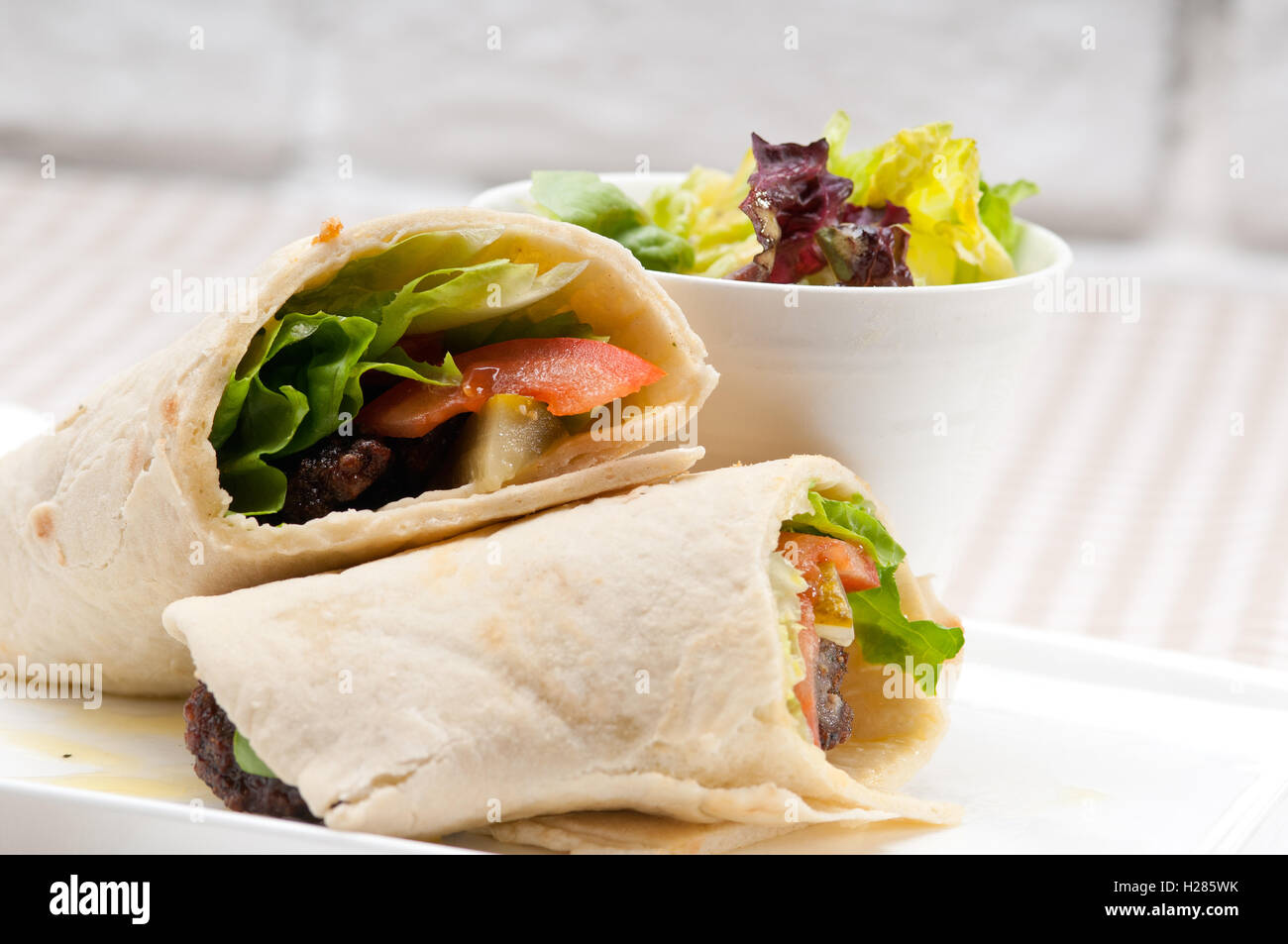 kafta shawarma chicken pita wrap roll sandwich Stock Photo - Alamy
