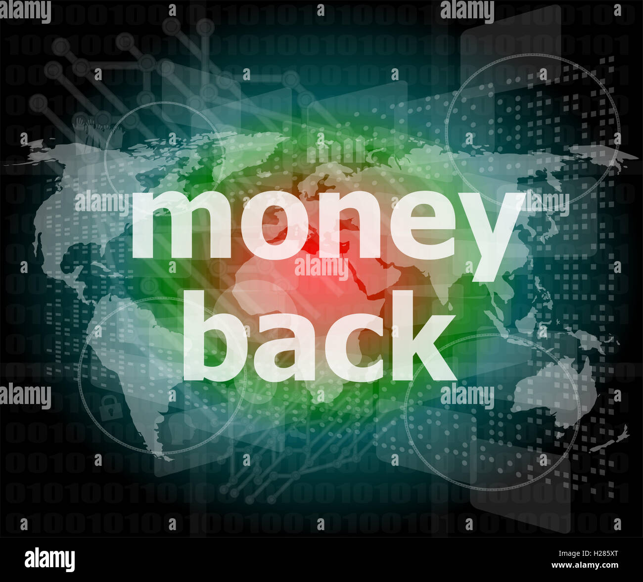 words money back on digital screen, business concept Stock Photo - Alamy