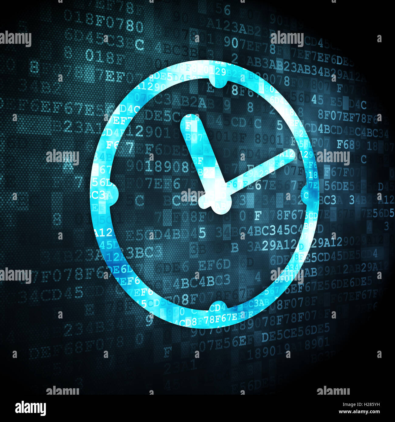 Time concept: Clock on digital background Stock Photo - Alamy
