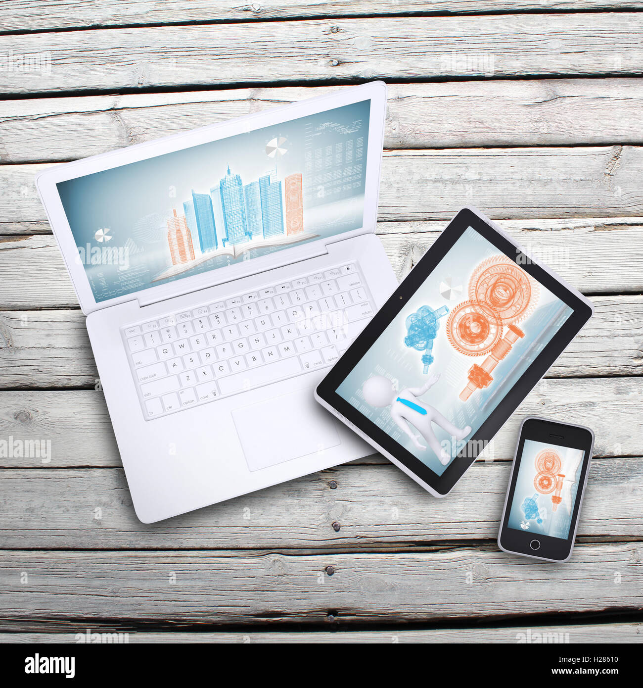 Laptop, tablet pc and smartphone Stock Photo - Alamy